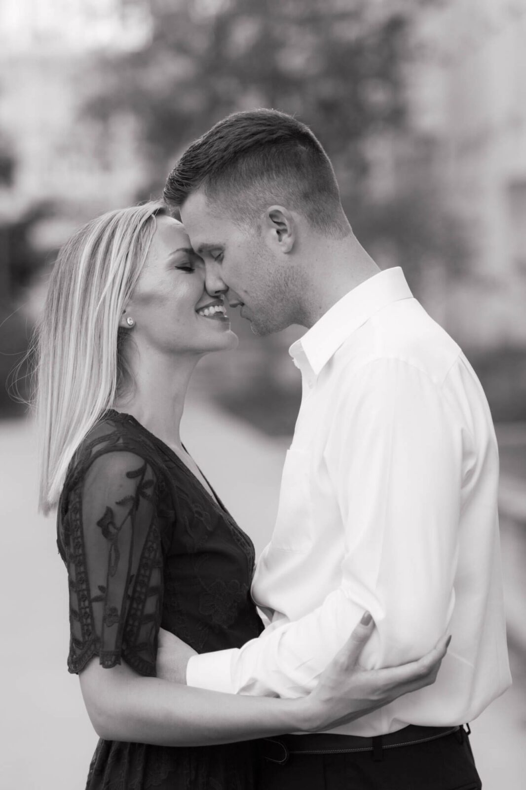 An Early Fall Engagement Session on IU Campus with a Little White Dog ...